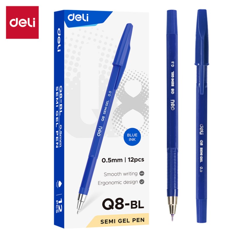 DELI Q8 FINEPOINT PEN 0.5MM - SEMIGEL BLUE