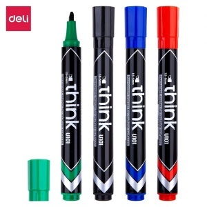 DELI U101 THINK PERMANENT CHISEL MARKERS, PKT 4PCS